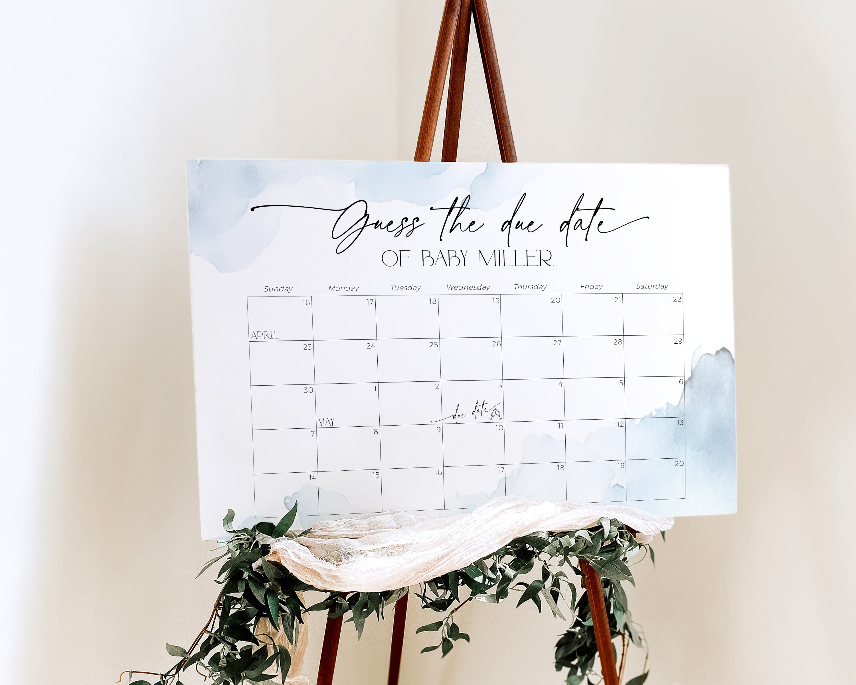 She's On Cloud Nine Guess The Due Date Poster Calender Game – KleinArt ...